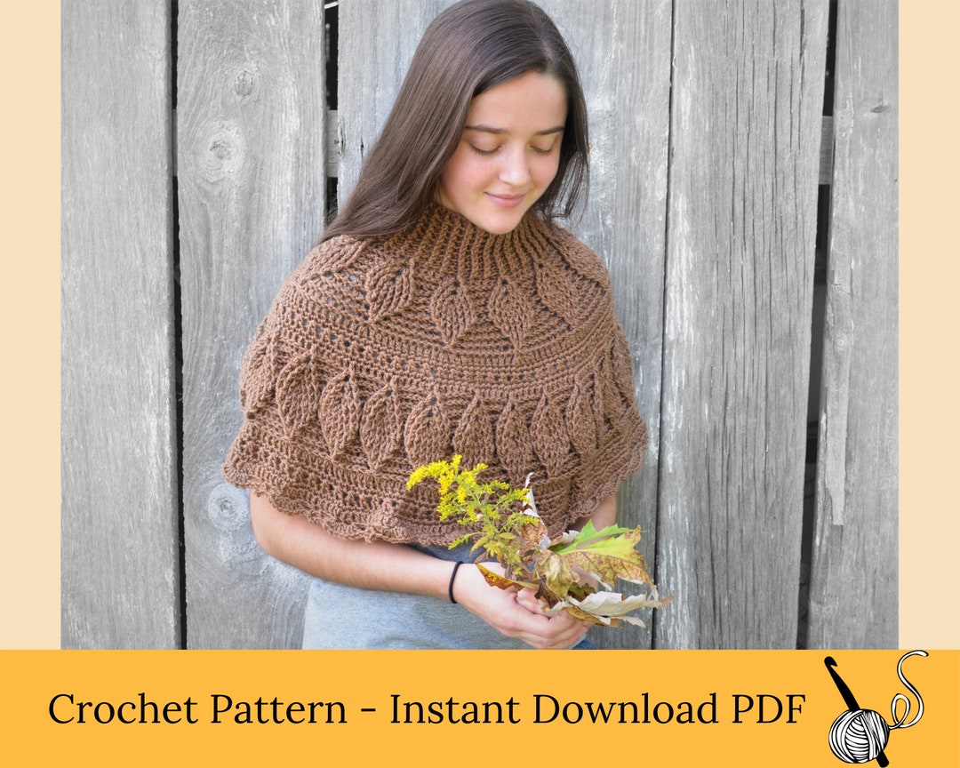 Fall Leaf Poncho Pdf Crochet Pattern, Child and Adult Sizes Poncho ...