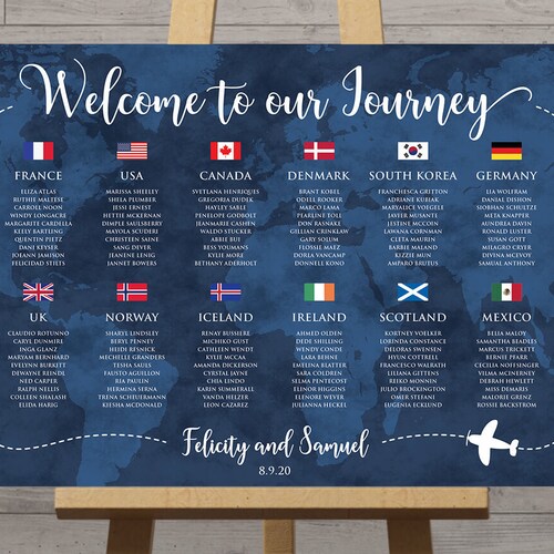 Travel Theme Wedding Seating Chart With World Map Background - Etsy
