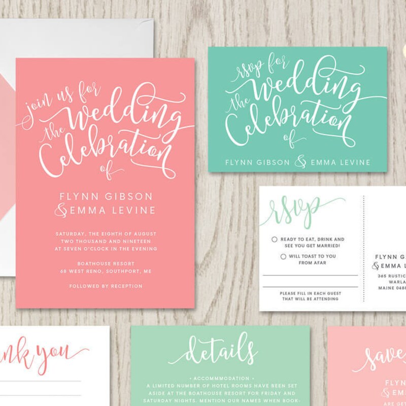 Mint Invitation - Etsy