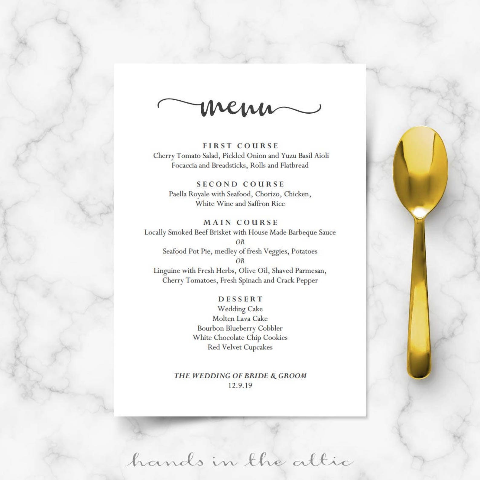 Bridal brunch menu vintage country BBQ DIY wedding menu | Etsy