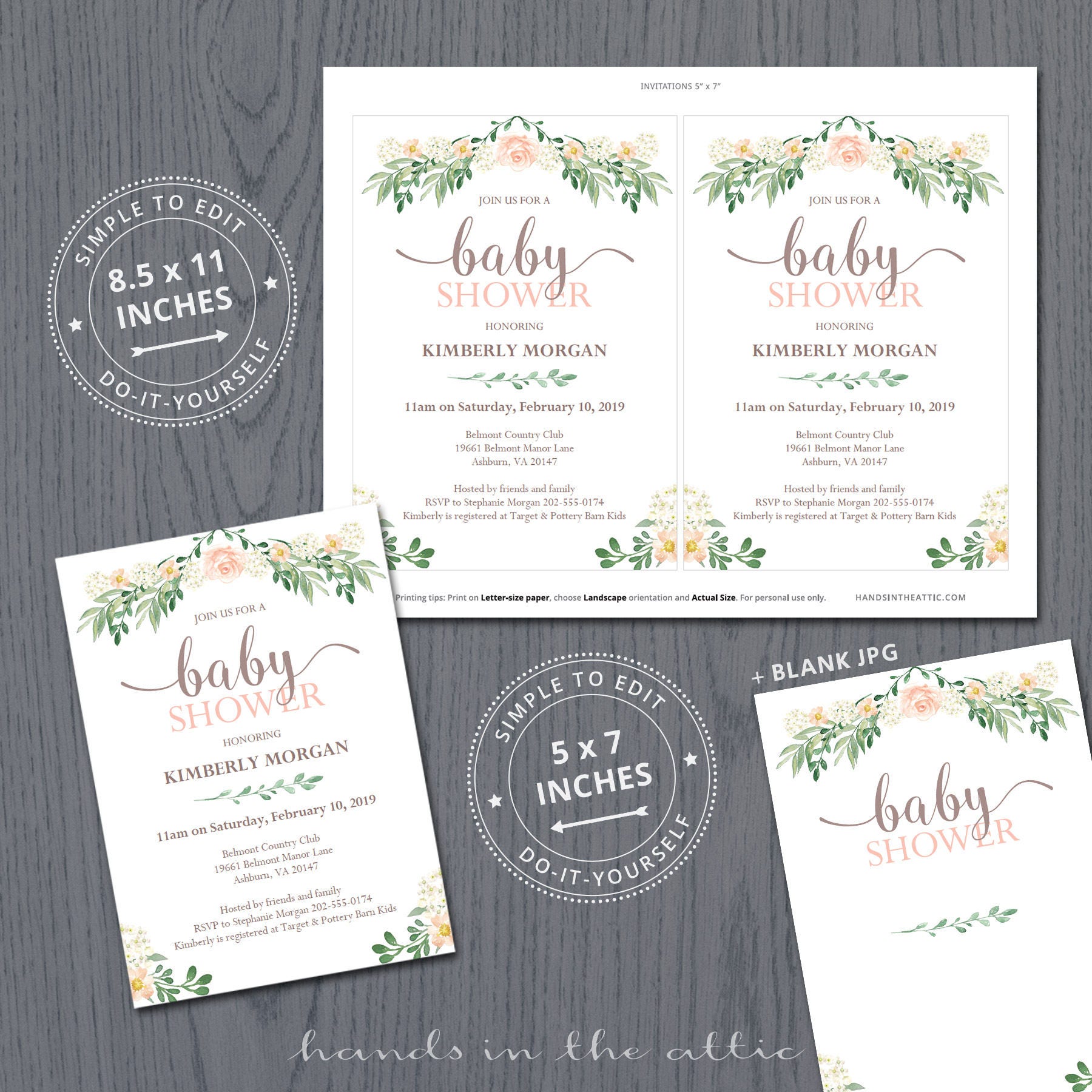 Floral baby shower invitations spring baby shower | Etsy