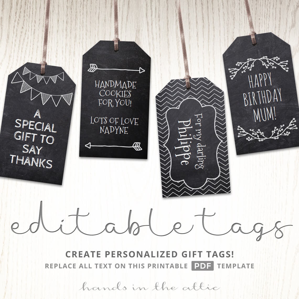 Chalkboard Editable Gift Tags Blackboard Text Editable - Etsy