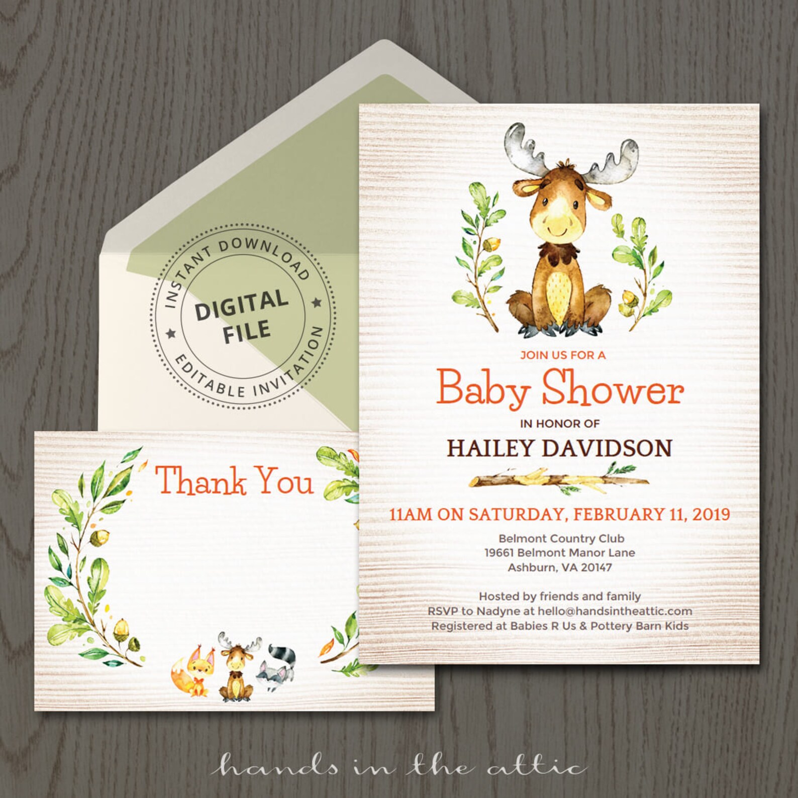 Baby Shower Invitation Moose Invitation Deer Elk Caribou - Etsy