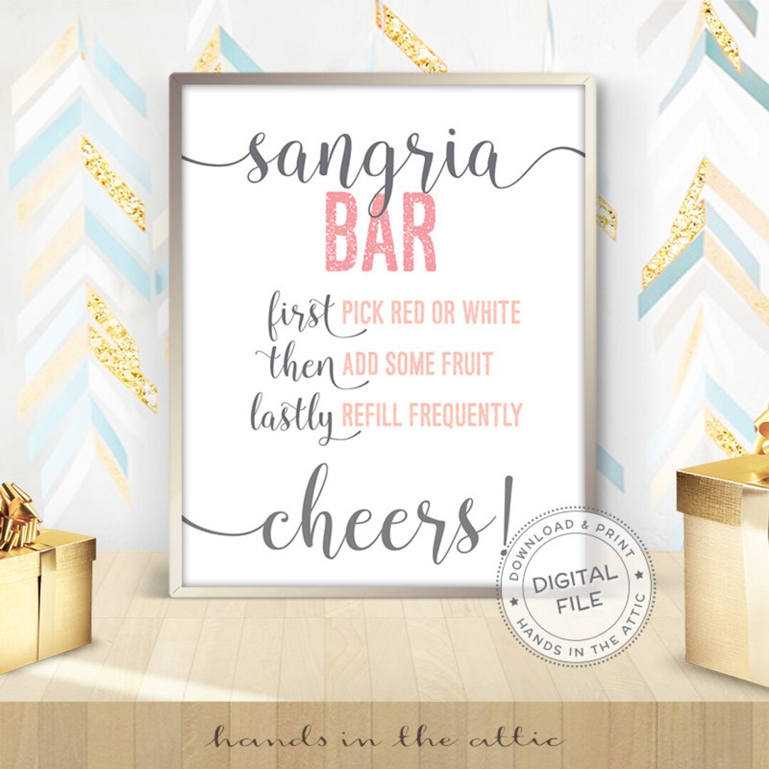 Sangria Bar Sign, Bridal Shower Display, Bachelorette Party Props ...