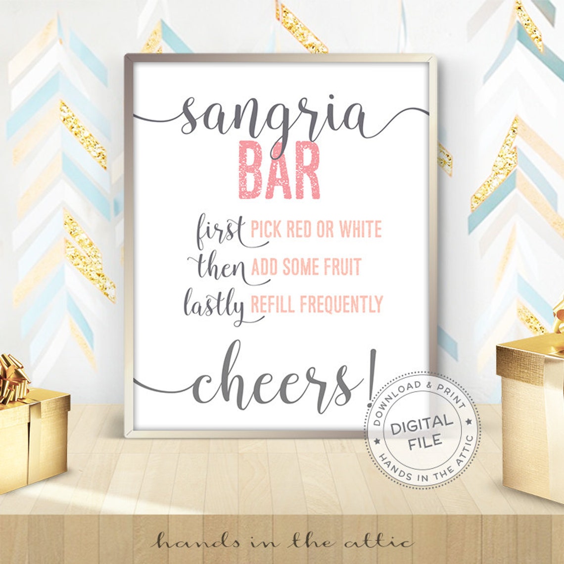 Sangria Bar Sign Bridal Shower Display Bachelorette Party - Etsy