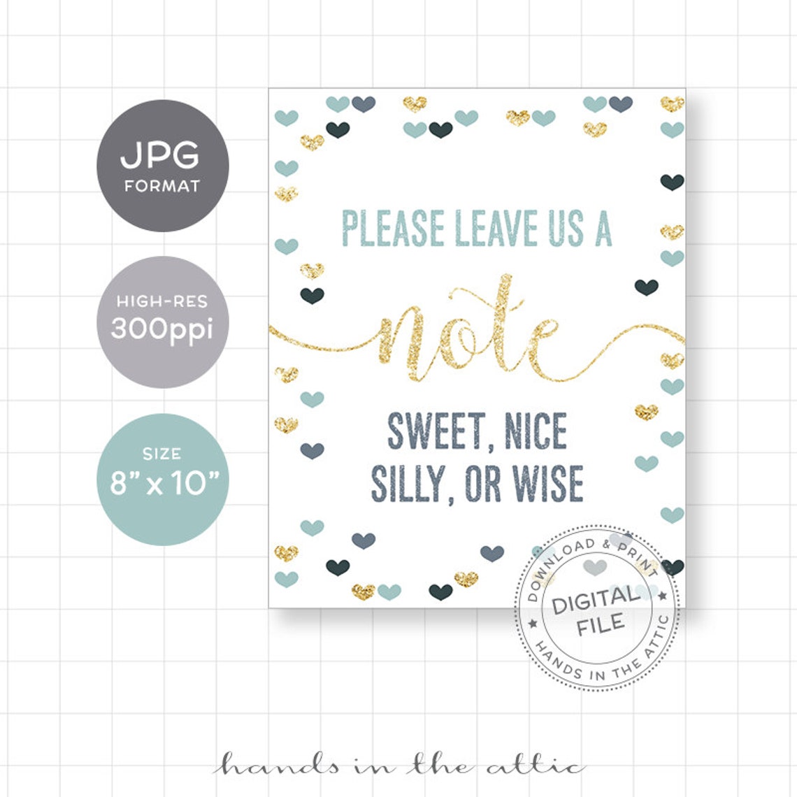 Please Leave Us a Note Printable Sign Wedding Guest Book | Etsy