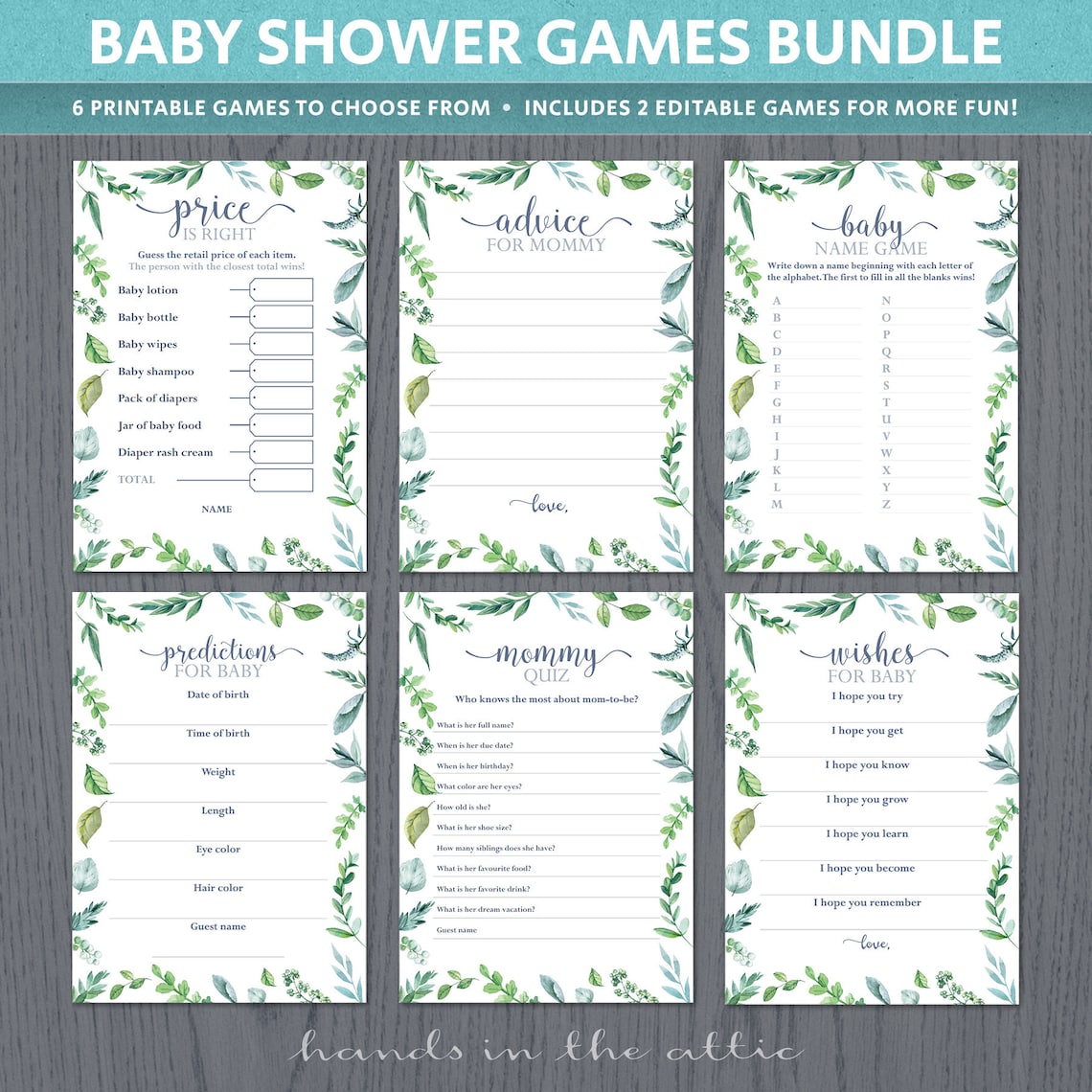 Baby shower games pack gender neutral kit for male and | Etsy