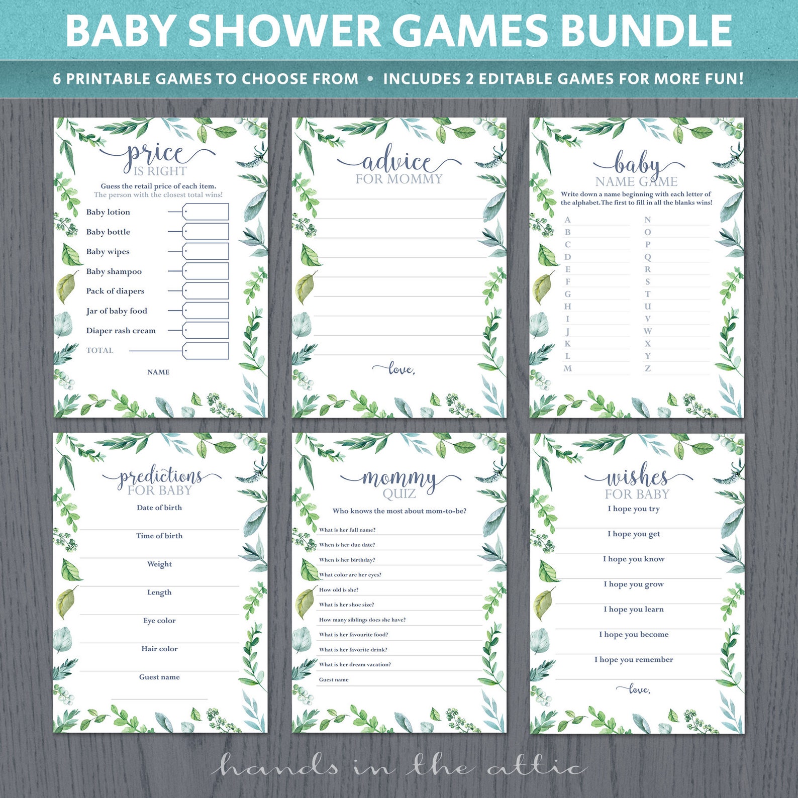 Baby shower games pack gender neutral kit for male and | Etsy