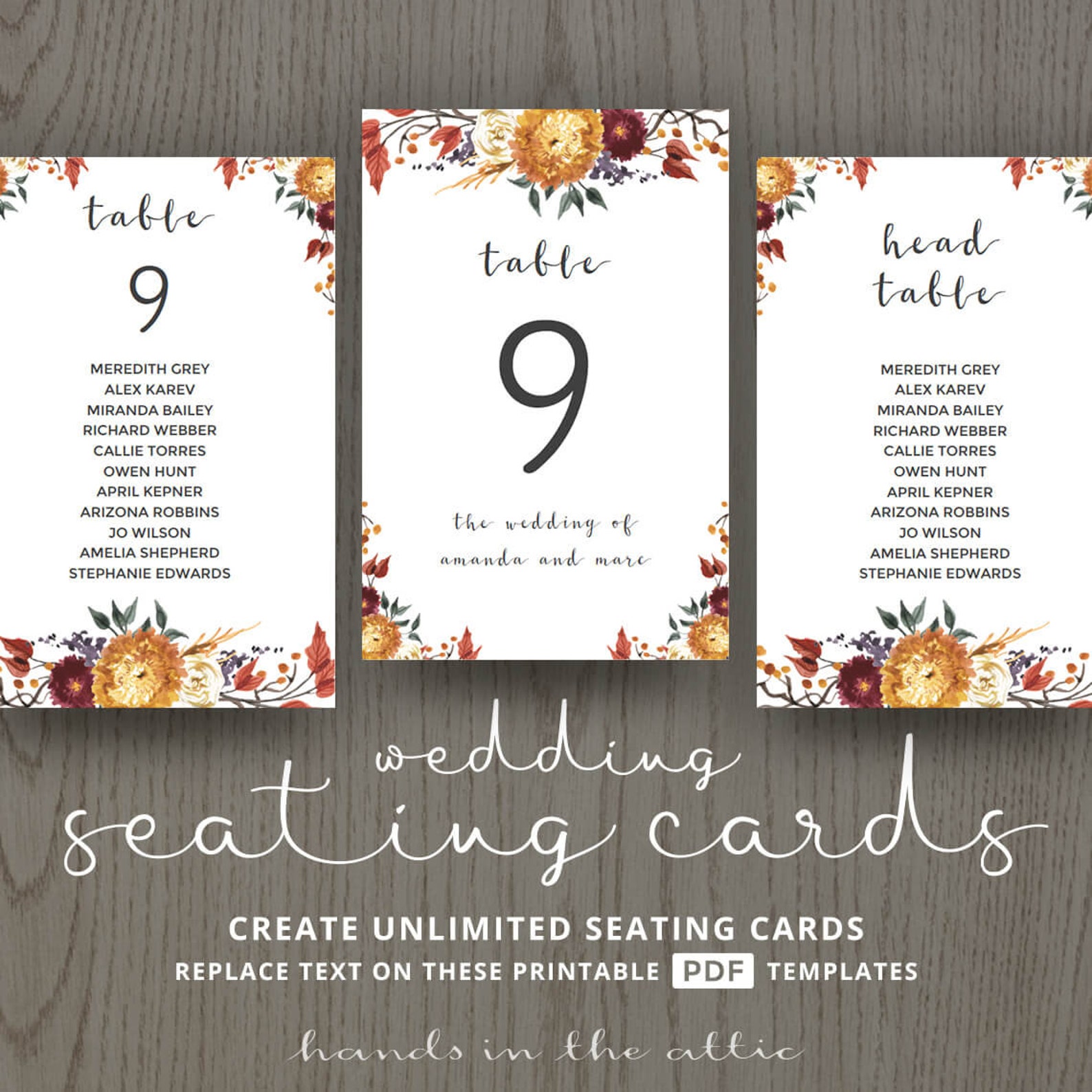 Fall Wedding Diy Seating Cards Decor Ideas Decorations | Etsy