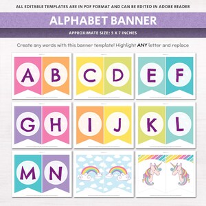 Unicorn Rainbow Baby Shower Party Package, Printable Templates, DIY ...