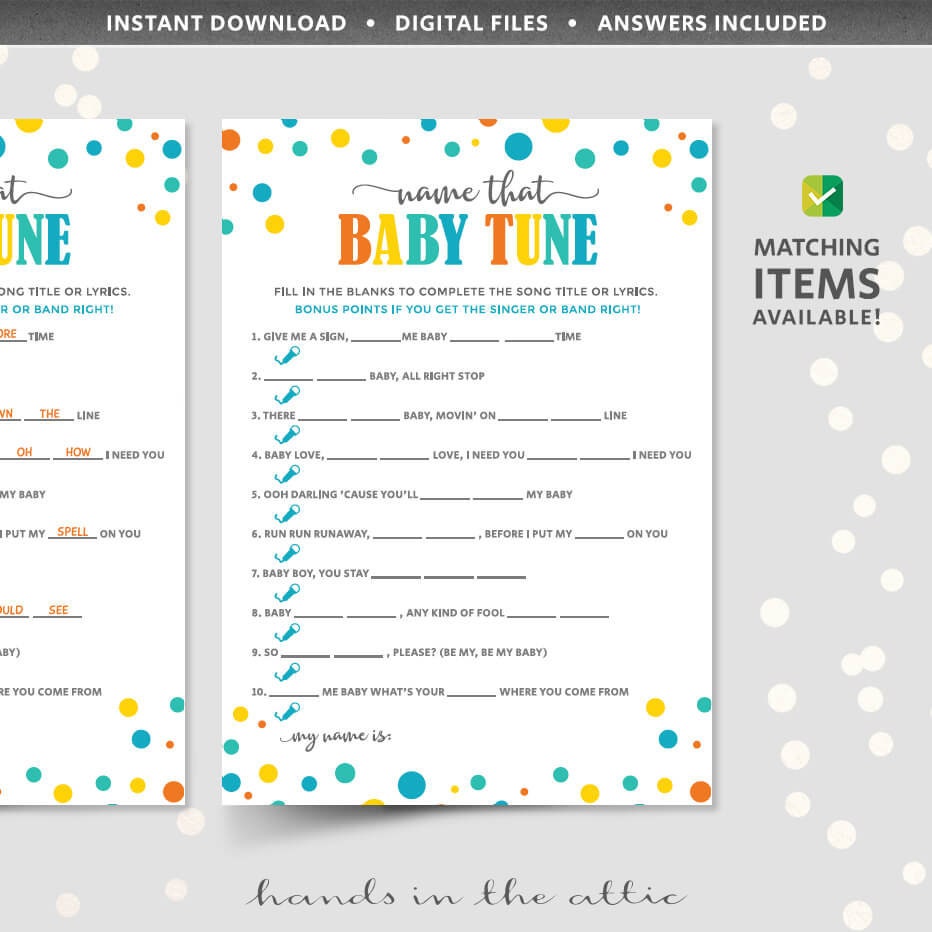 Name That Baby Tune Game Template PRINTABLE Shower Game Card - Etsy