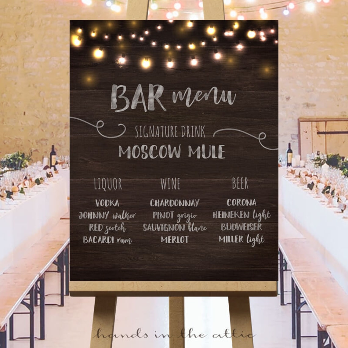 Large Wedding Signs Bar Menu Wedding Drink Sign Printable - Etsy
