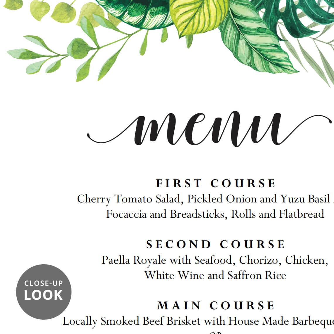 Garden Wedding Menu Outdoor Summer Greenery Party Brunch - Etsy