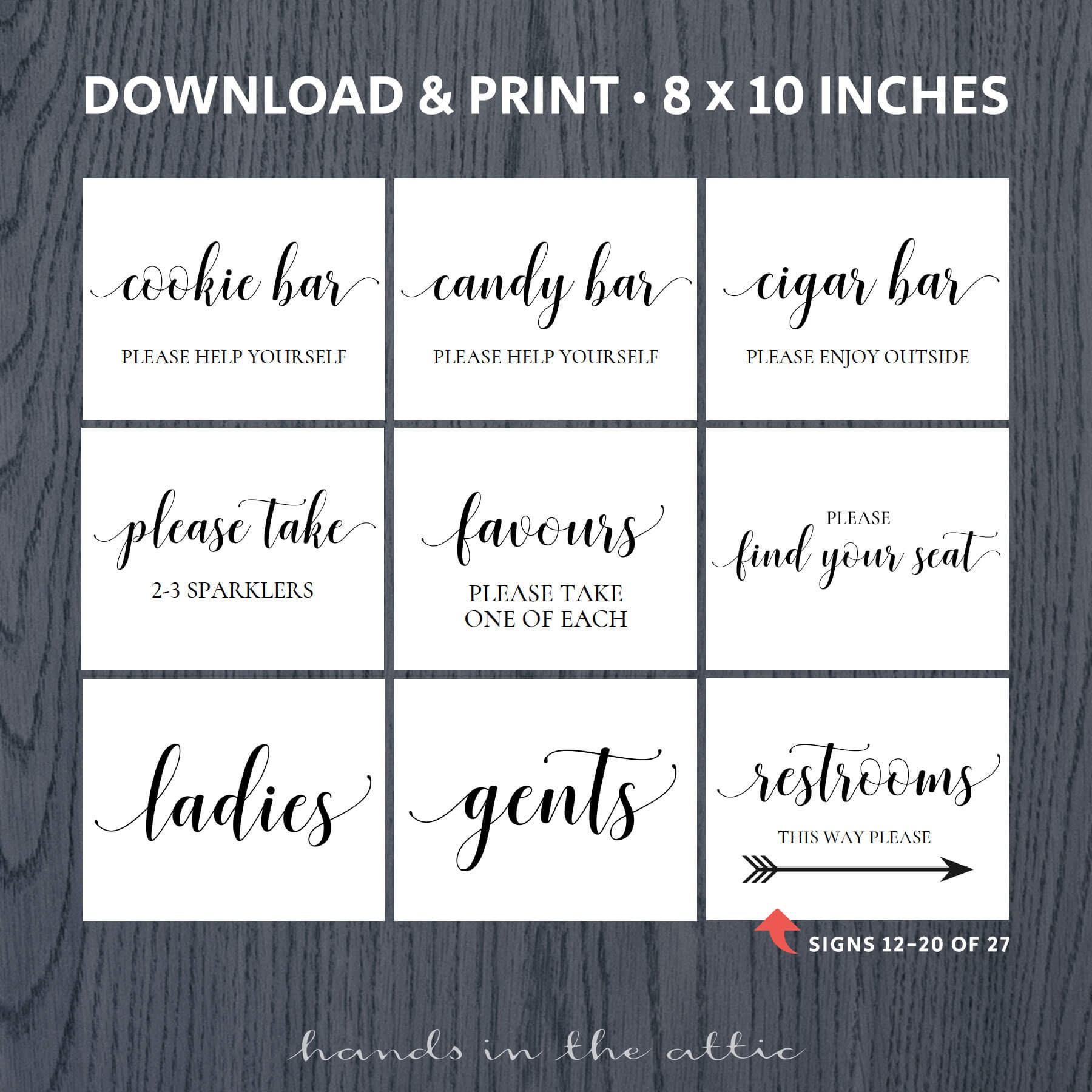 Wedding Signs Printable Package Set Bundle Pack of 8x10 Sign - Etsy ...