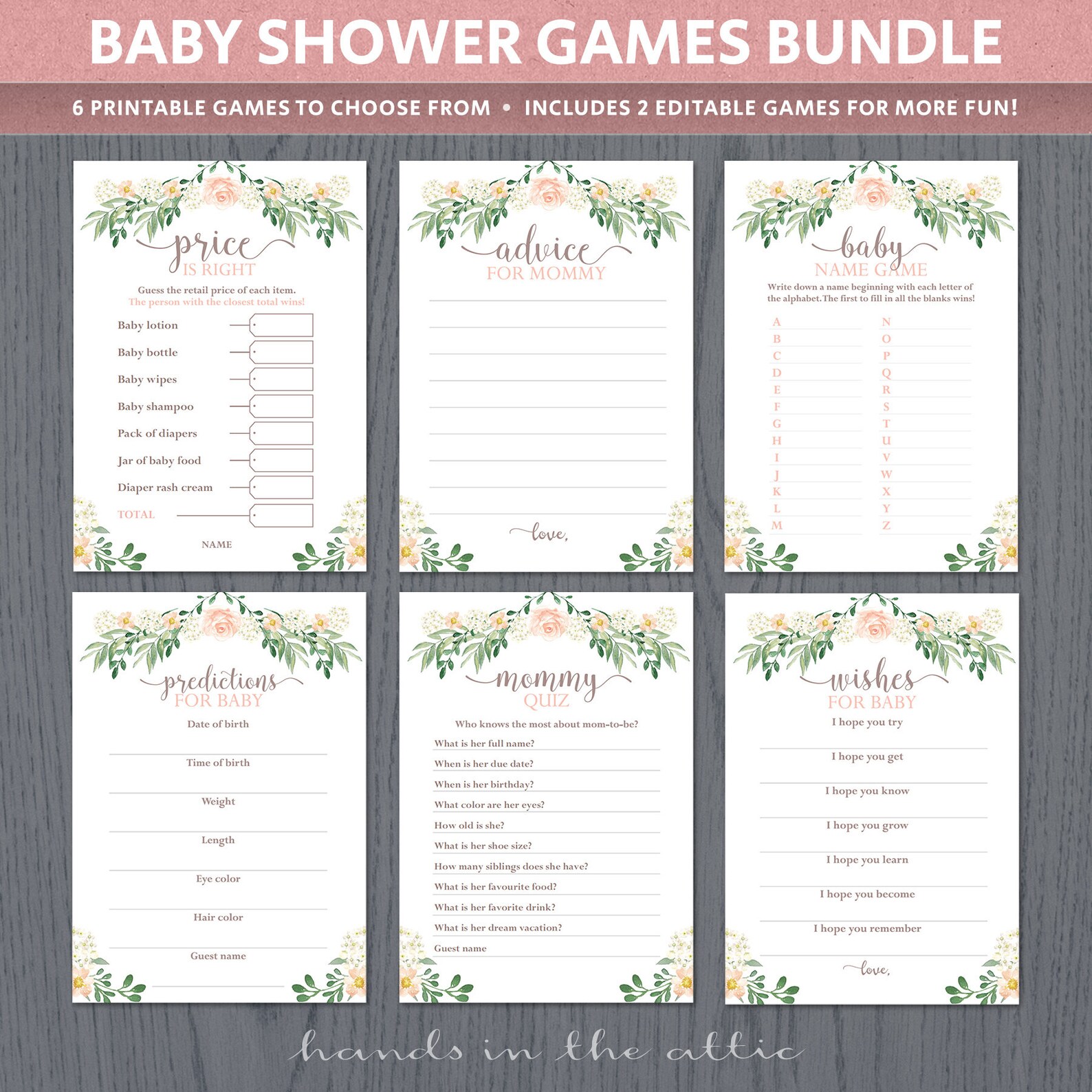 Baby Shower Games Printable Sheets Party Games Easy Unique - Etsy