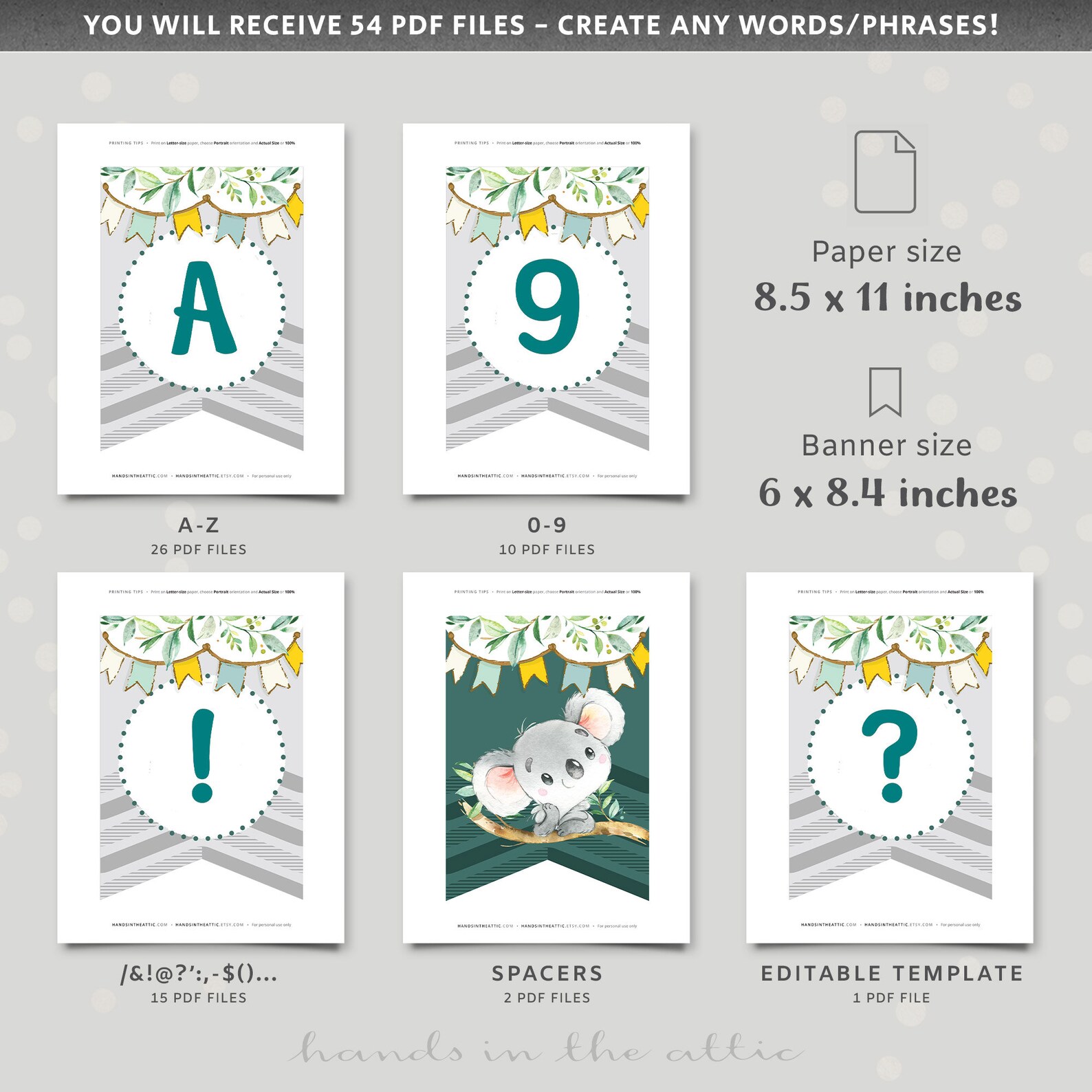 Koala Bear Baby Shower Decorations Printable Banner Template - Etsy