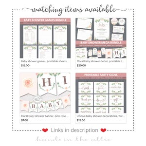 Baby Name Race, Floral Baby Shower Game, Printable Alphabet, Baby ...