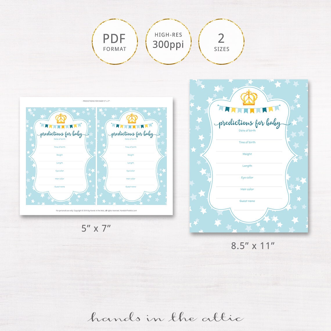 Predictions for Baby Shower Guessing Game Baby Boy Shower | Etsy