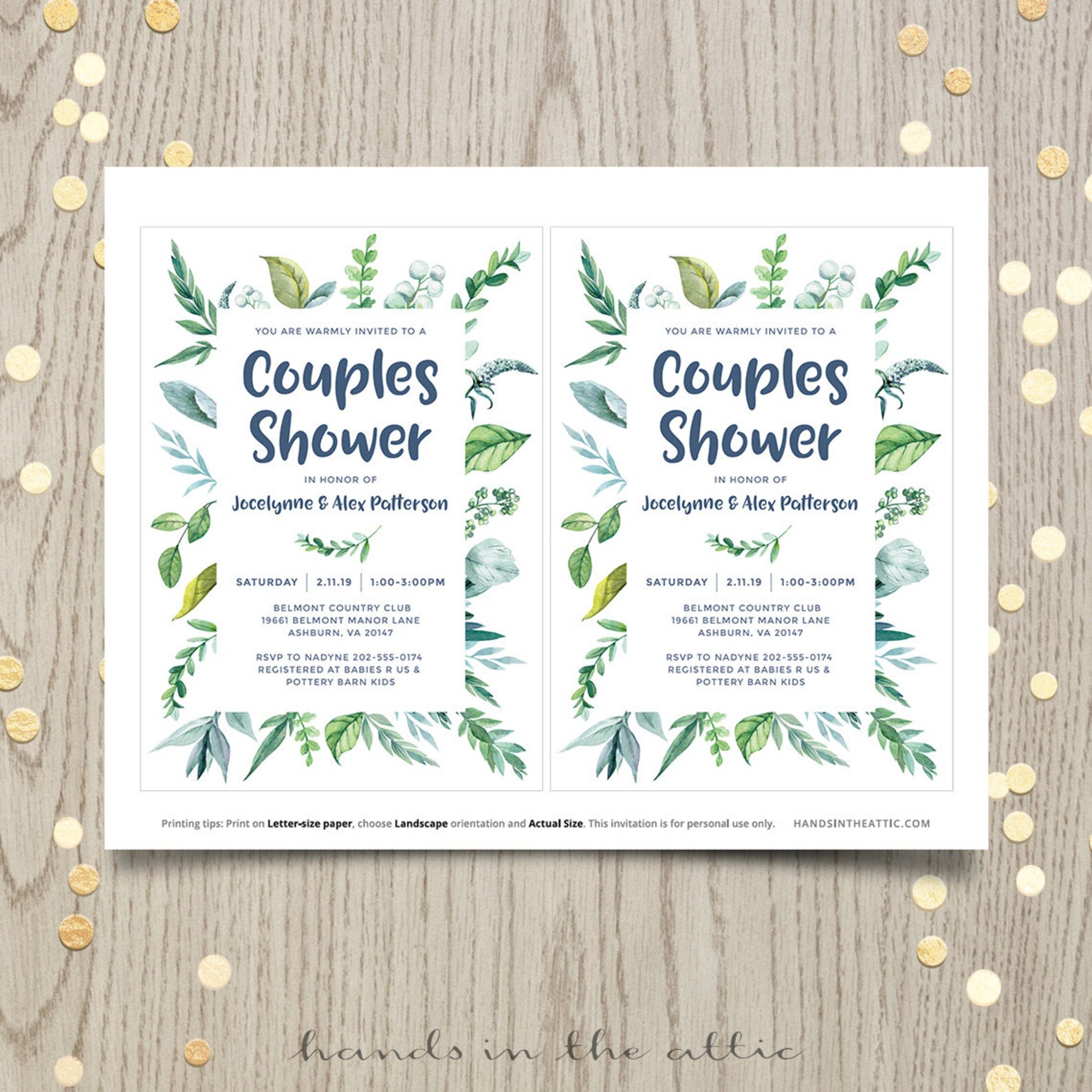 Couples Baby Shower Invitation Gender Neutral Spring Green - Etsy