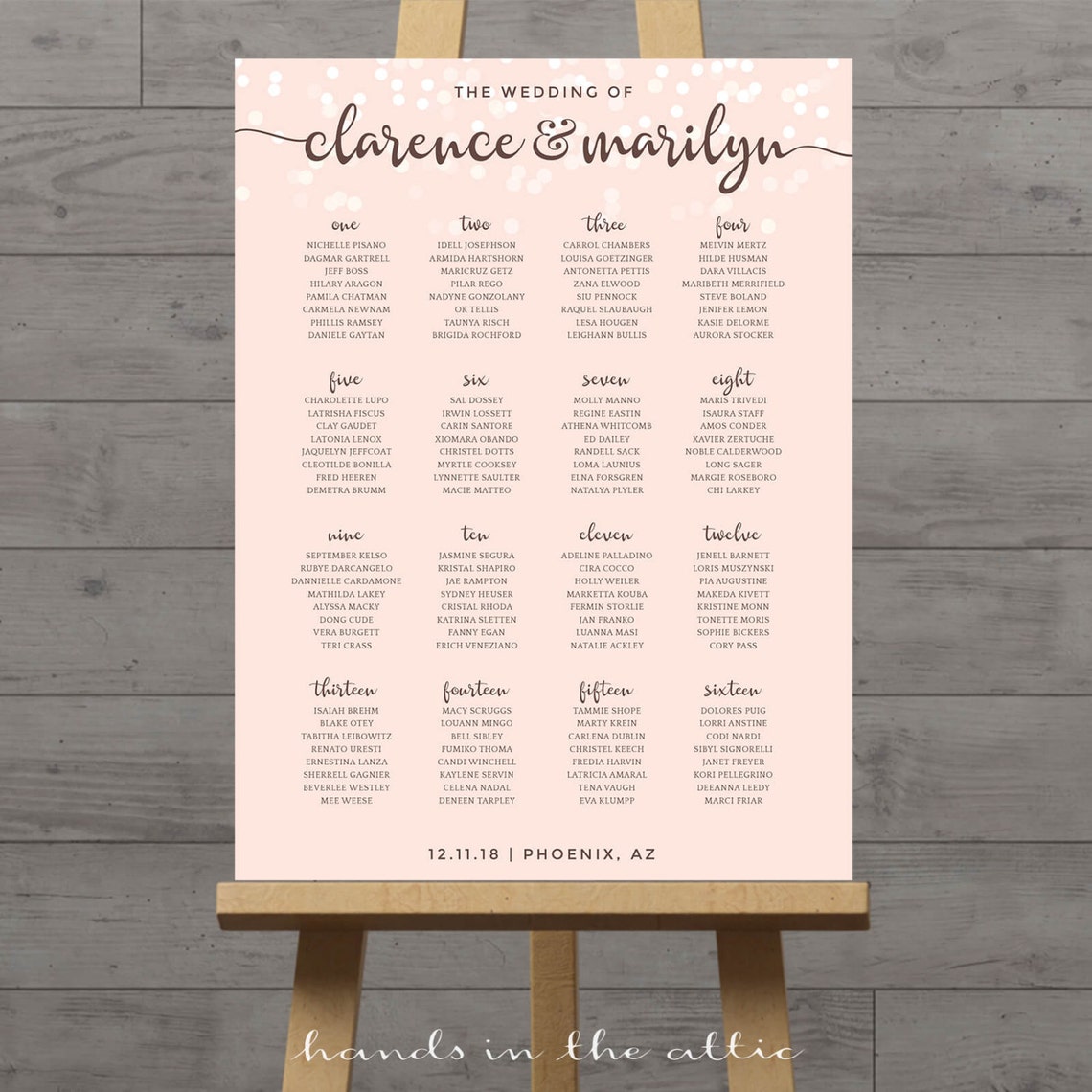 Pink Wedding Seating Chart Poster Pastel Light Pink Table - Etsy