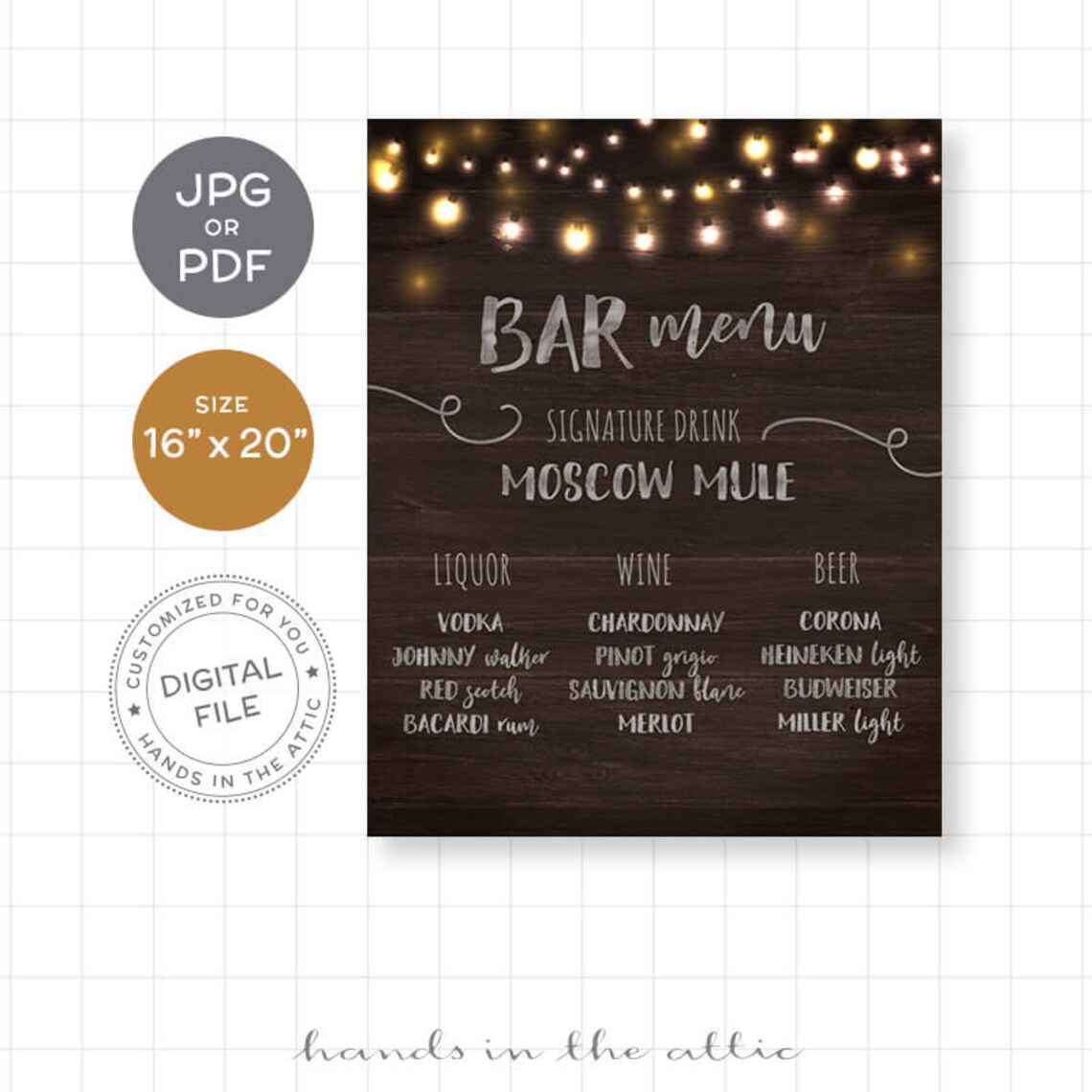 Large Wedding Signs Bar Menu Wedding Drink Sign Printable - Etsy