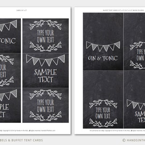 Rustic Labels Chalkboard Labels, Buffet Tent Cards, Rustic Wedding ...