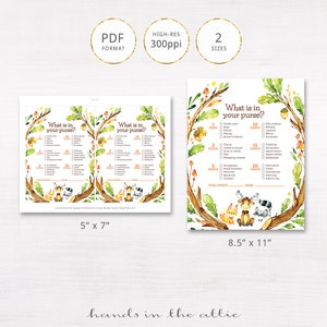 What is in Your Purse Baby Shower Game Baby Animals Theme - Etsy