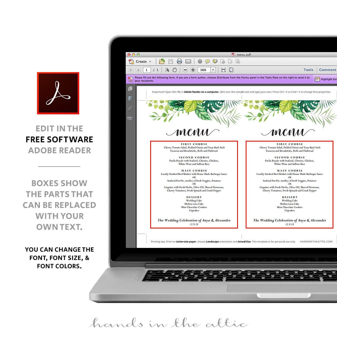 Garden Wedding Menu Outdoor Summer Greenery Party Brunch - Etsy