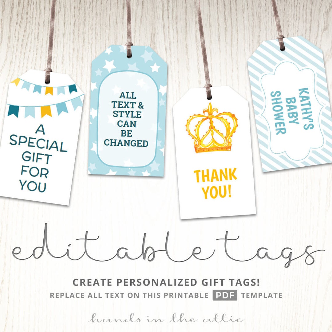 Printable Baby Shower Gift Tags, Editable Party Favor Labels, Thank You ...