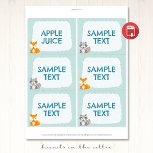 Editable Labels, Woodland Creatures, Woodland Baby Shower, Woodland ...