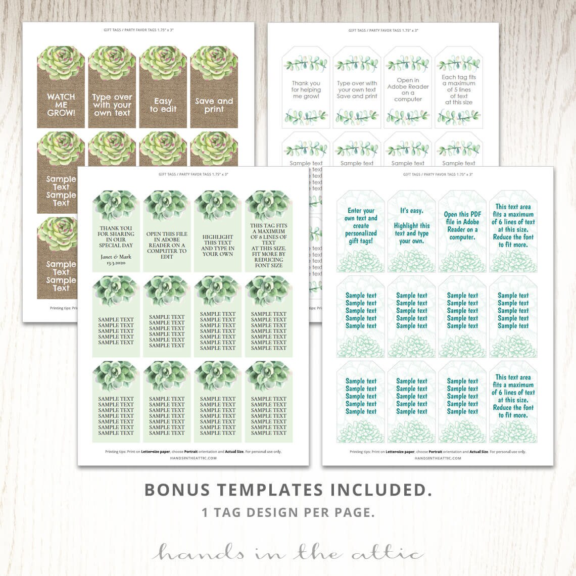 Succulent Plant Labels Gift Tags Potted Cactus Seeds Watch Me - Etsy