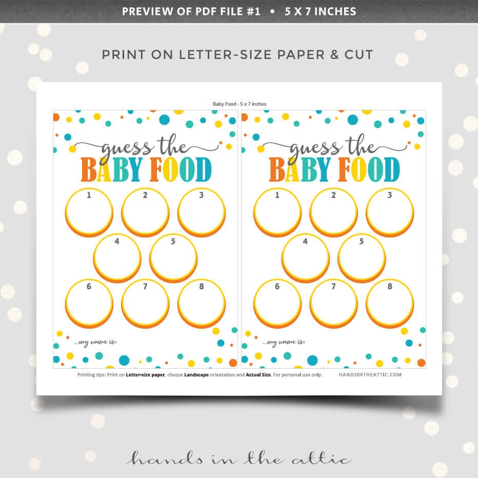Baby Food Game Shower Guessing Game PRINTABLE Template Name - Etsy