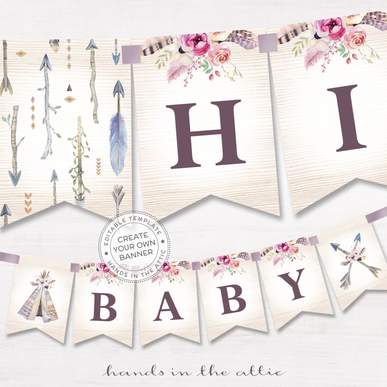 Boho Alphabet Banner Printable Baby Shower Decor Bohemian - Etsy