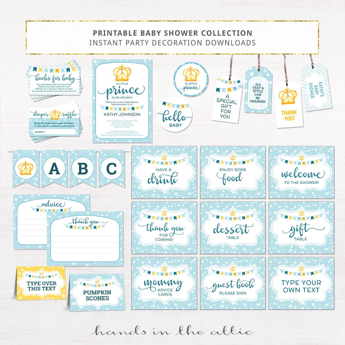 Baby boy shower decor printable templates baby shower | Etsy