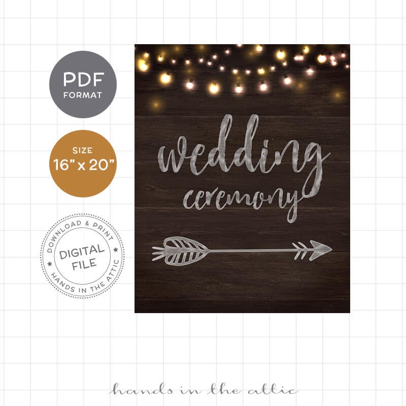 Wedding Ceremony Direction Signs Large Printable Arrow Signs - Etsy