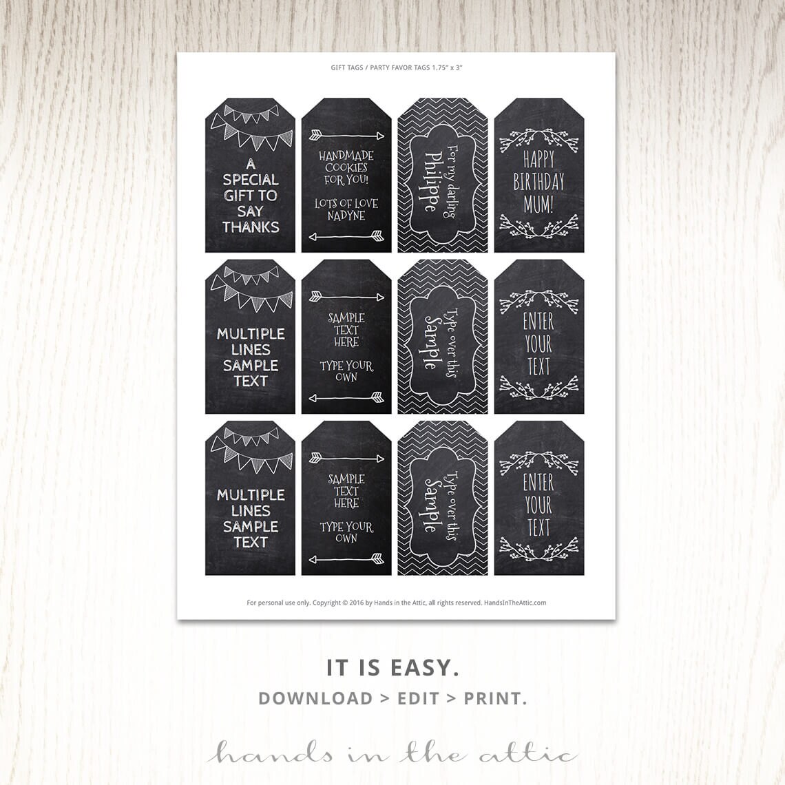 Chalkboard Editable Gift Tags Blackboard Text Editable - Etsy