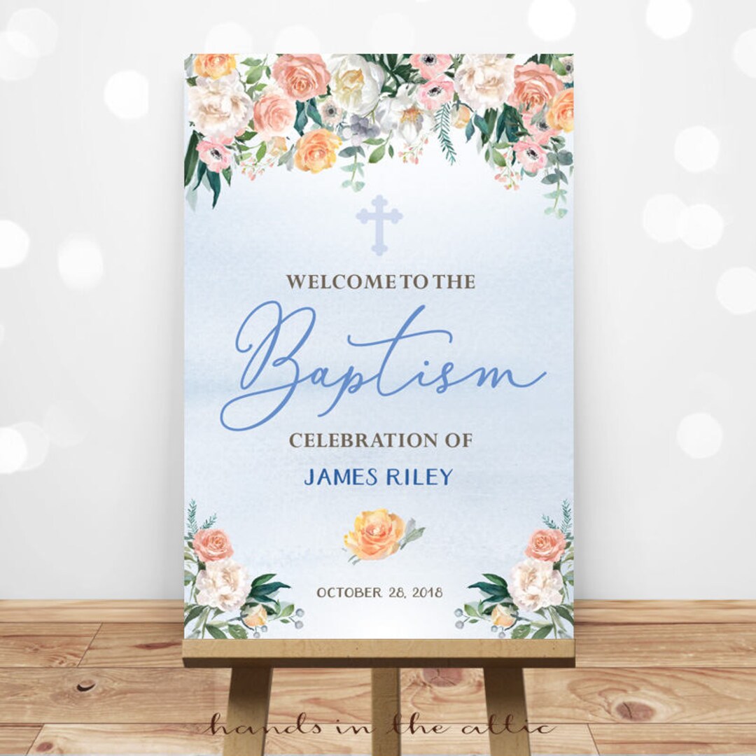 Baby Baptism Sign, Christening Celebration Party Welcome to Signage ...
