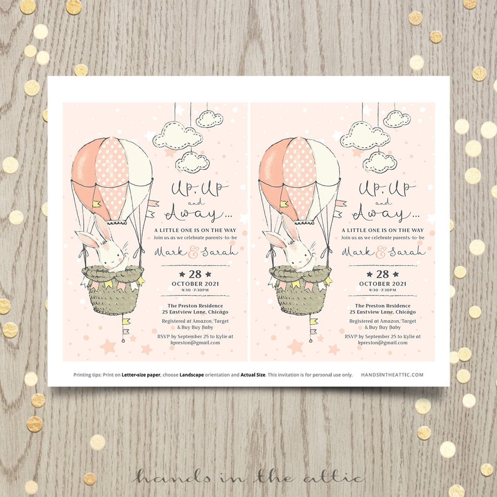 Up up and Away Baby Shower Invitation With a Sweet Little | Etsy