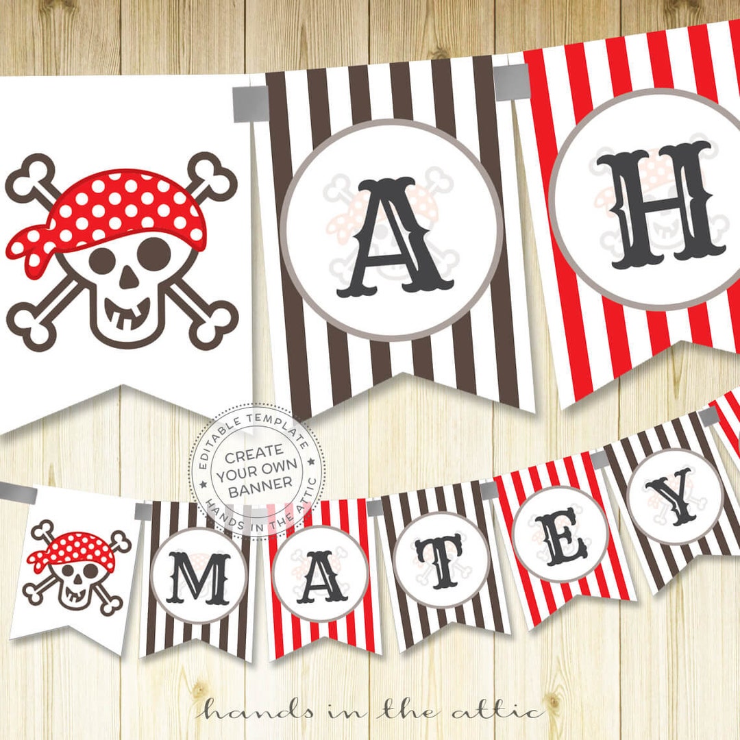 Pirate Printable Alphabet Banner, Editable Template, Pirate Party ...