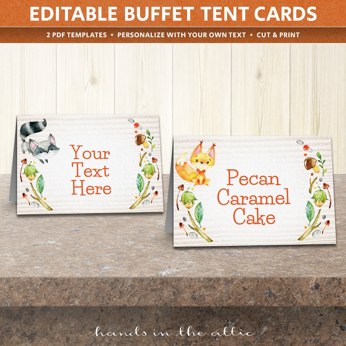 Editable Food Cards Buffet Tent Cards Woodland Animals - Etsy