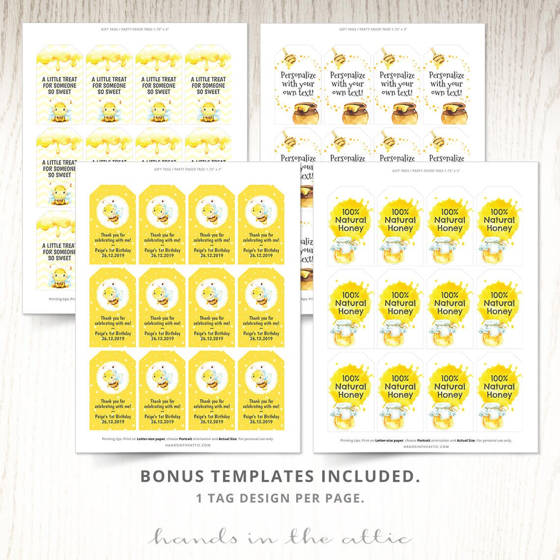 Honey Bee Party Favor Tags Editable Gift Jar Labels Farmers - Etsy