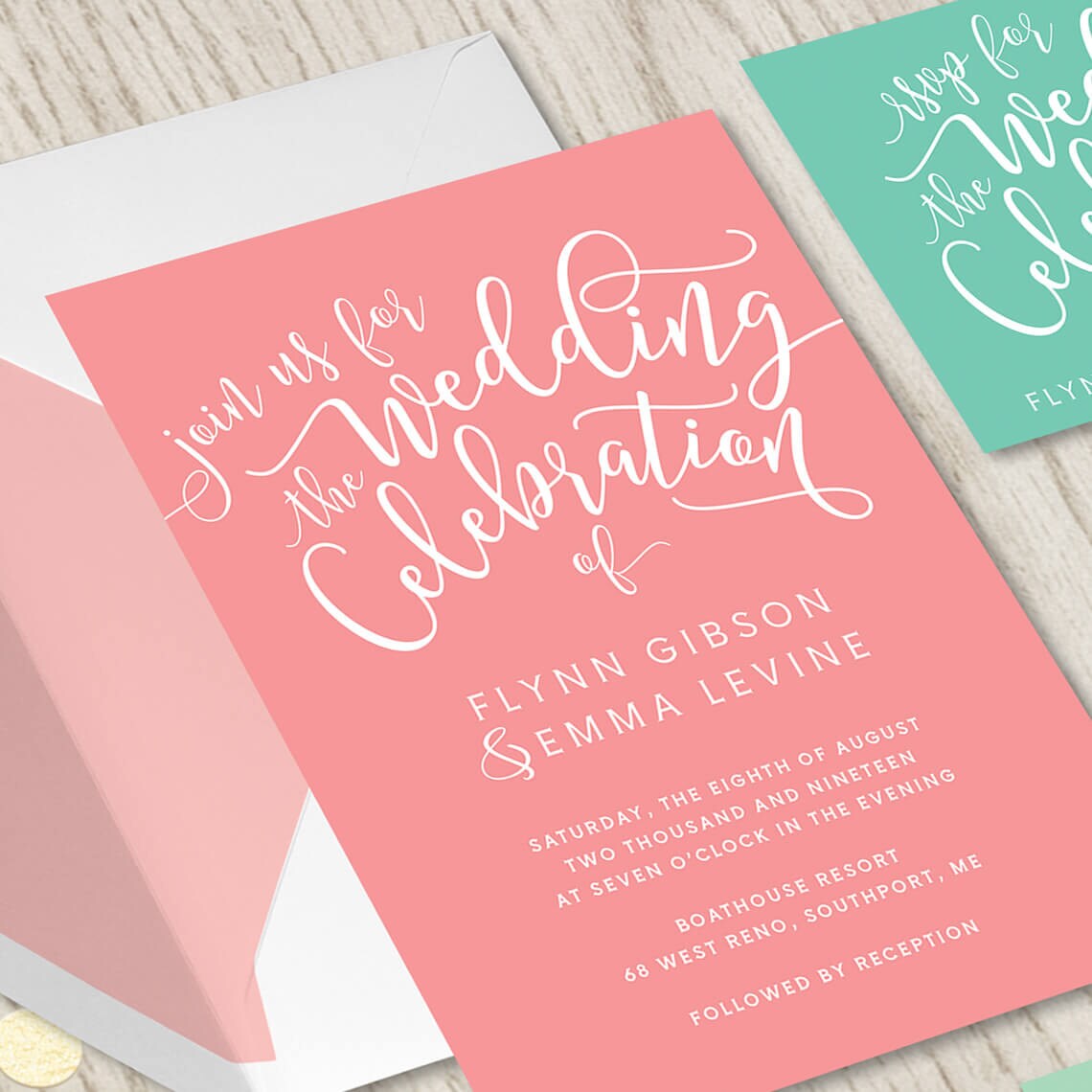 Coral mint wedding invitation kits suites sets salmon blush | Etsy