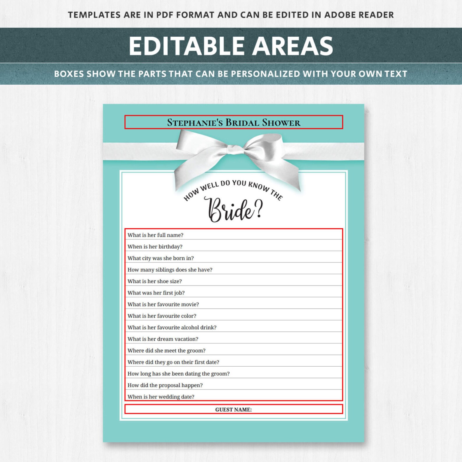 Bridal Shower Trivia Questions Bridal Shower Question Game - Etsy