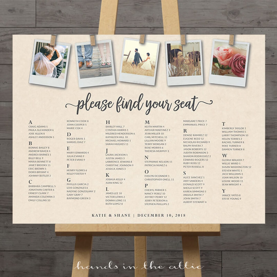 Instant Photos Wedding Seating Chart, Large Seating Sign, Please Find ...
