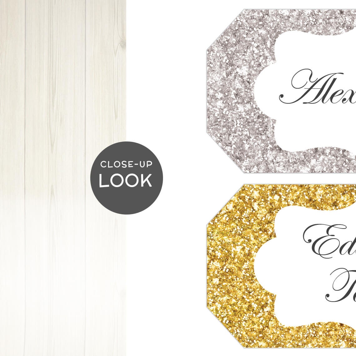 Glitter Gift Tags Gold Silver Printable Editable Template - Etsy