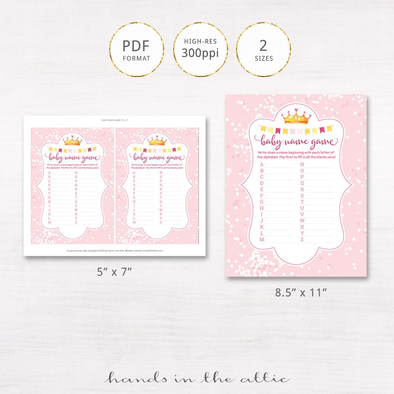 Baby Name Baby Shower Game Ideas Printable Baby Shower Game - Etsy