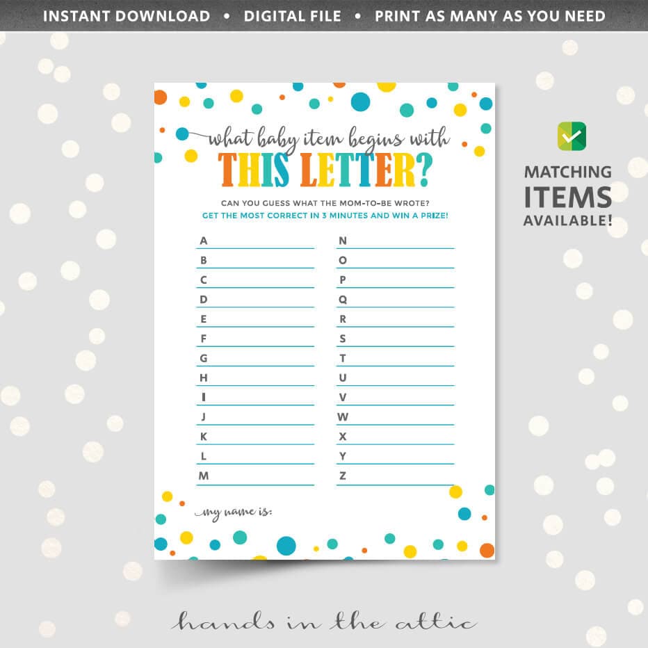 Baby Shower Guessing Game Template Printable Letter Game - Etsy