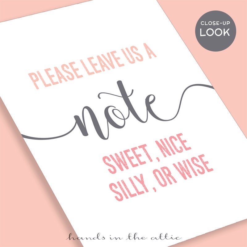 Please Leave Us a Note Guestbook Sign Best Wishes Sign - Etsy Canada