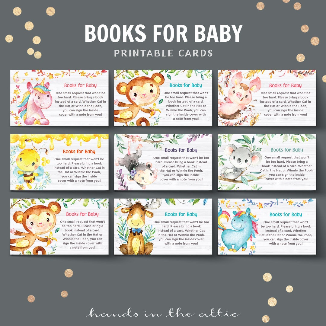 Books for Baby Printable Cards With Animal Theme for Baby Shower ...
