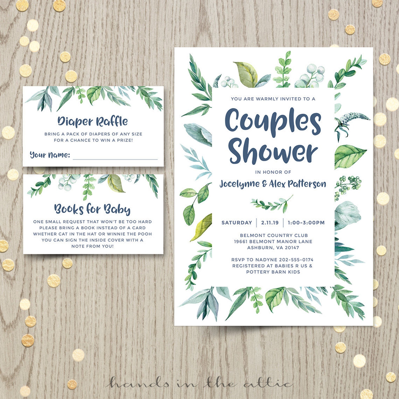 Couples Baby Shower Invitation Gender Neutral Spring Green - Etsy
